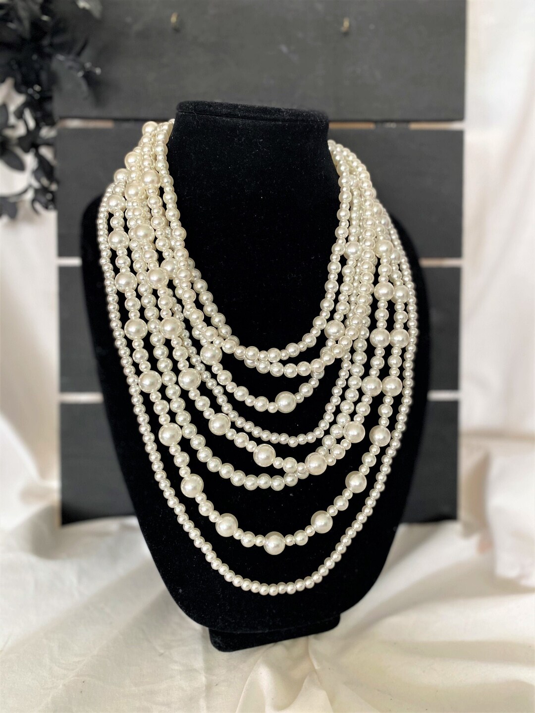 Multi Strand Pearl Necklace, Multi Layers Trendy Necklace, Long Beaded ...