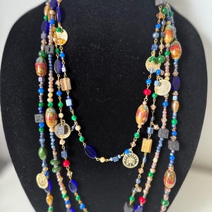 Multi-strand Colorful Boho Necklace – Chunky Long Beaded Statement ...