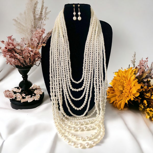 Multi Strand Pearl Necklace - Etsy