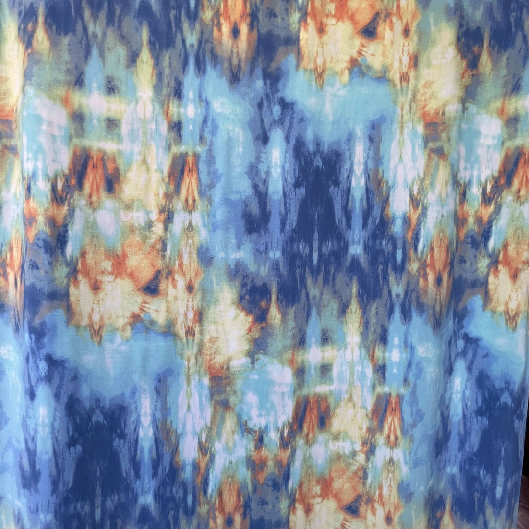 Viscose Ocean Batik Blue Yellow White - Etsy