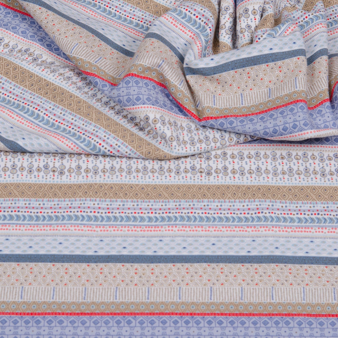Hilco Sommersweat Stripe Amarina Streifen blau French Terry ethno - Etsy.de