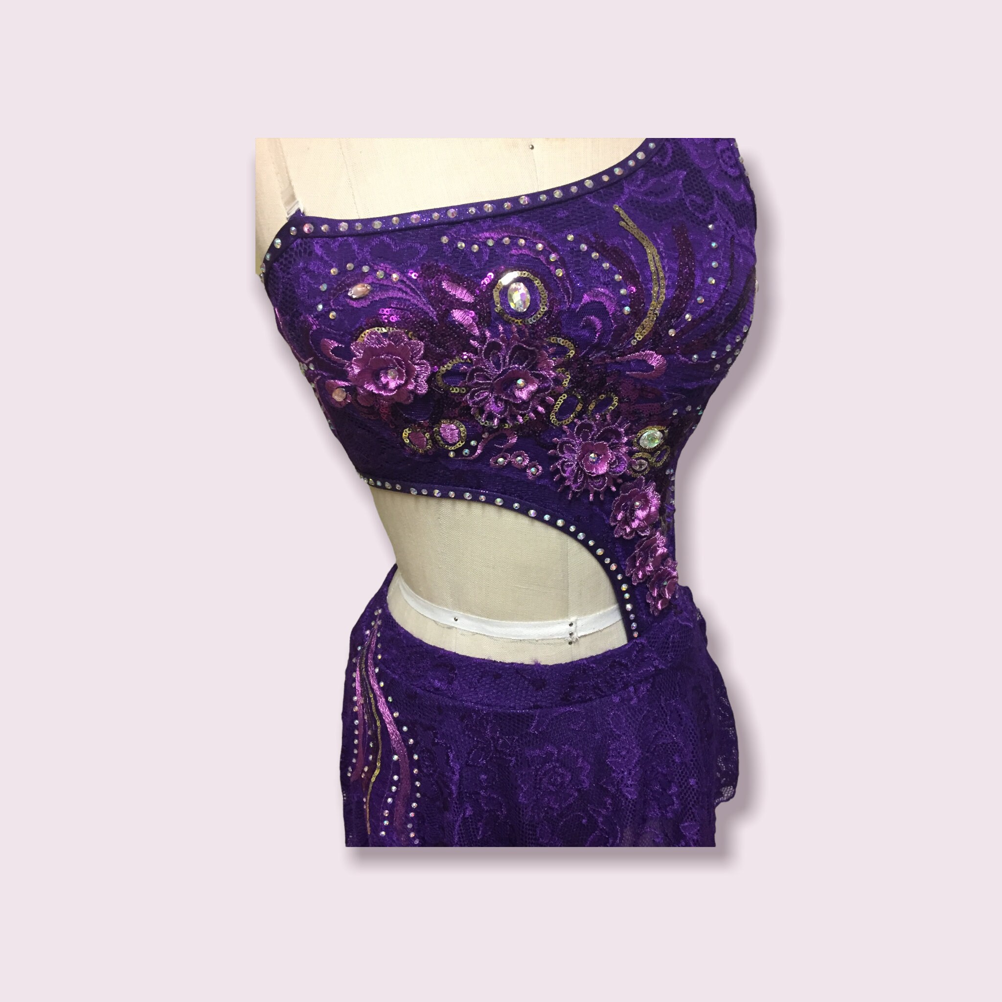 Competitive Costume Made to Order Purple Dance Costume With Applique ...