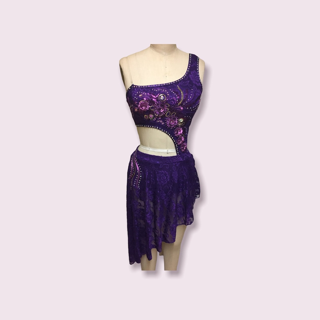 Competitive Costume Made to Order Purple Dance Costume With Applique ...