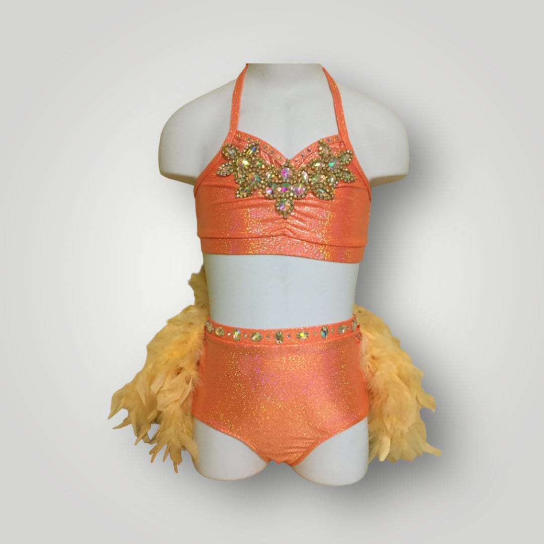 Orange Feathered Dance Costume: Custom Competition Outfit - Etsy
