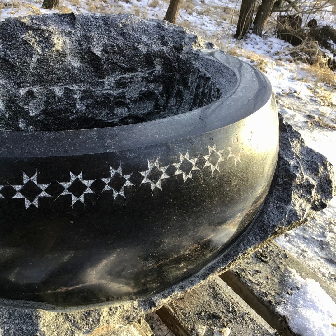 Flower Pot Boulder, Natural Granite, Half Done Unperfect Look, Rought ...