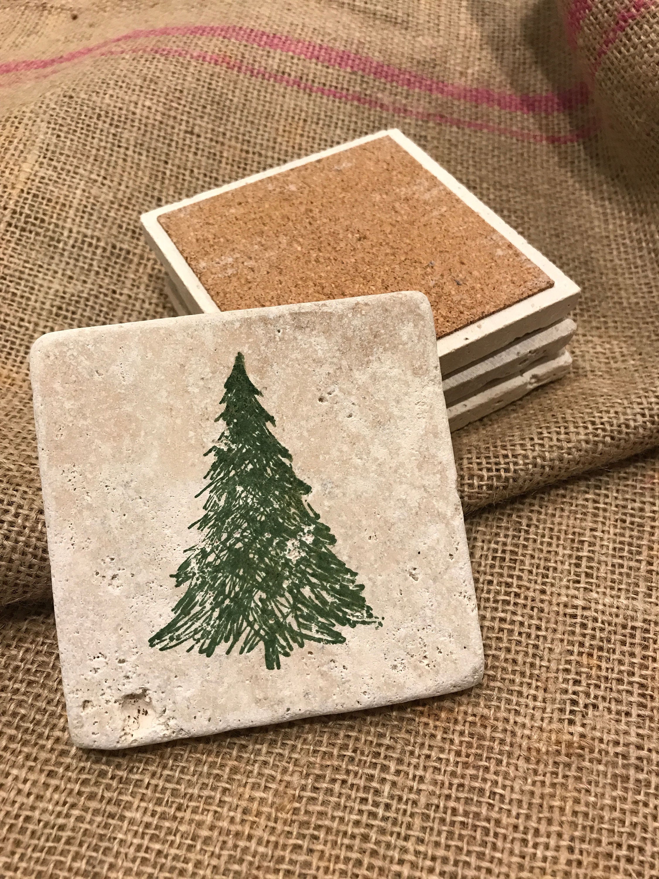Christmas Tree Coasters Christmas Drink Coasters Hostess | Etsy