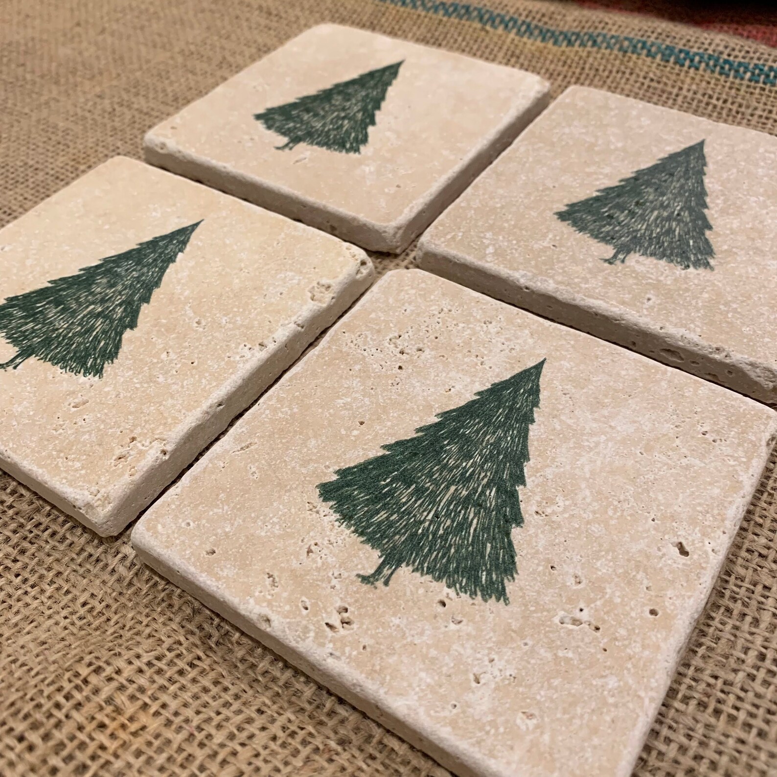 Christmas Tree Coasters Christmas Drink Coasters Hostess - Etsy