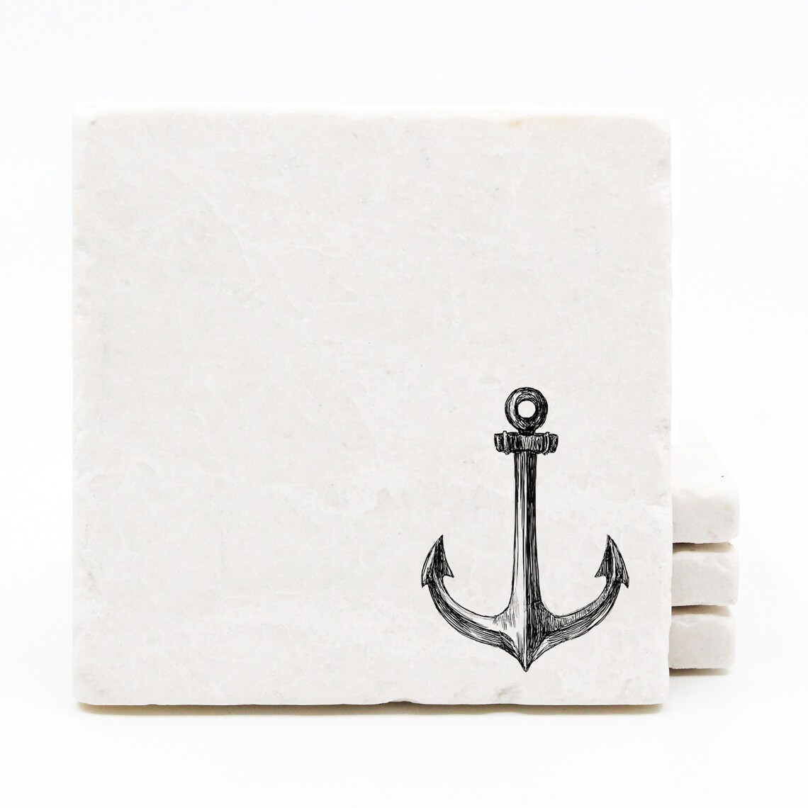 Anchor Coasters Travertine or Marble Coasters Fathers Day - Etsy