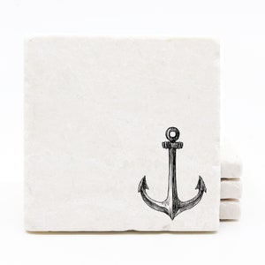 Anchor Coasters, Travertine or Marble Coasters, Fathers Day Gift ...