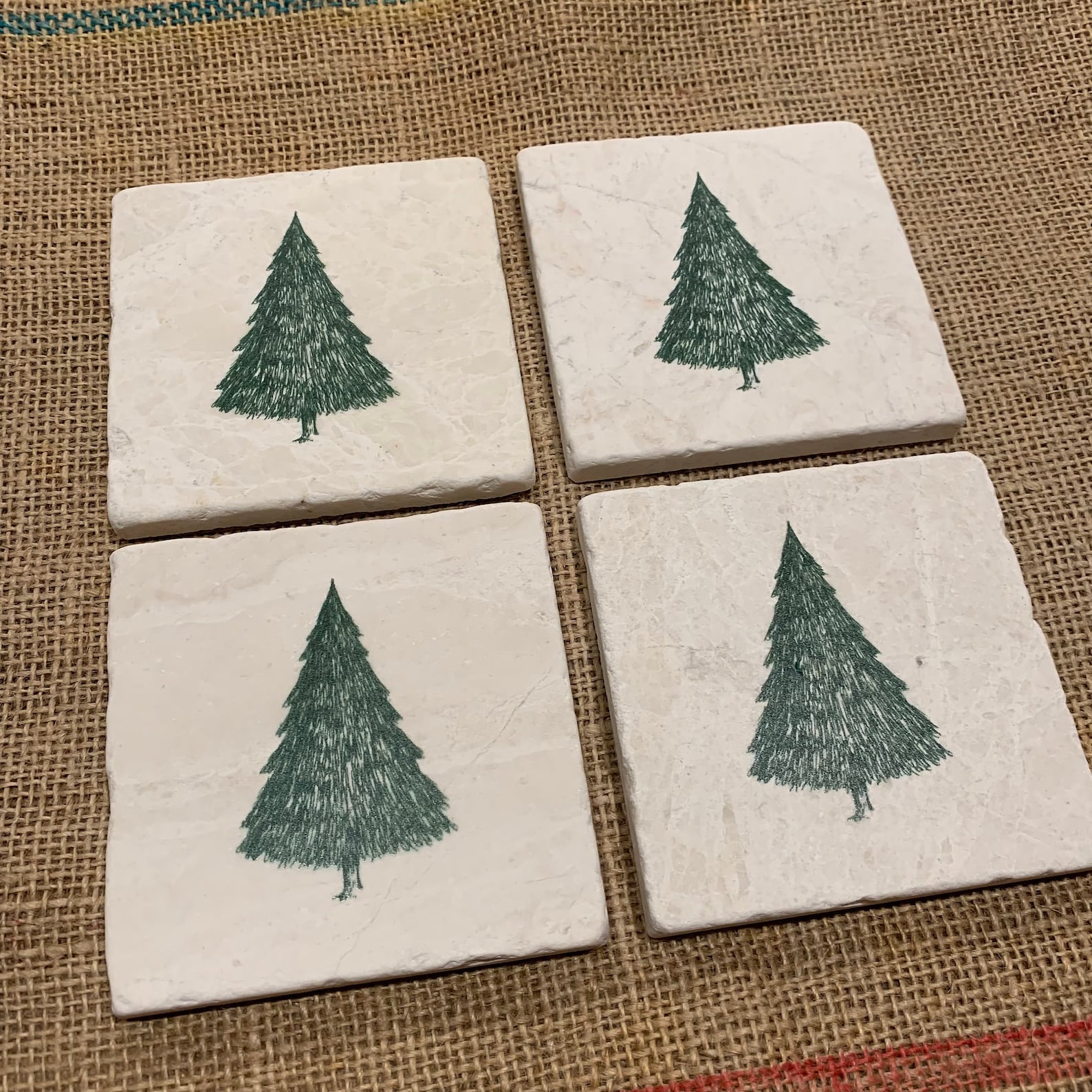 Christmas Tree Marble Coasters Christmas Drink Coasters - Etsy