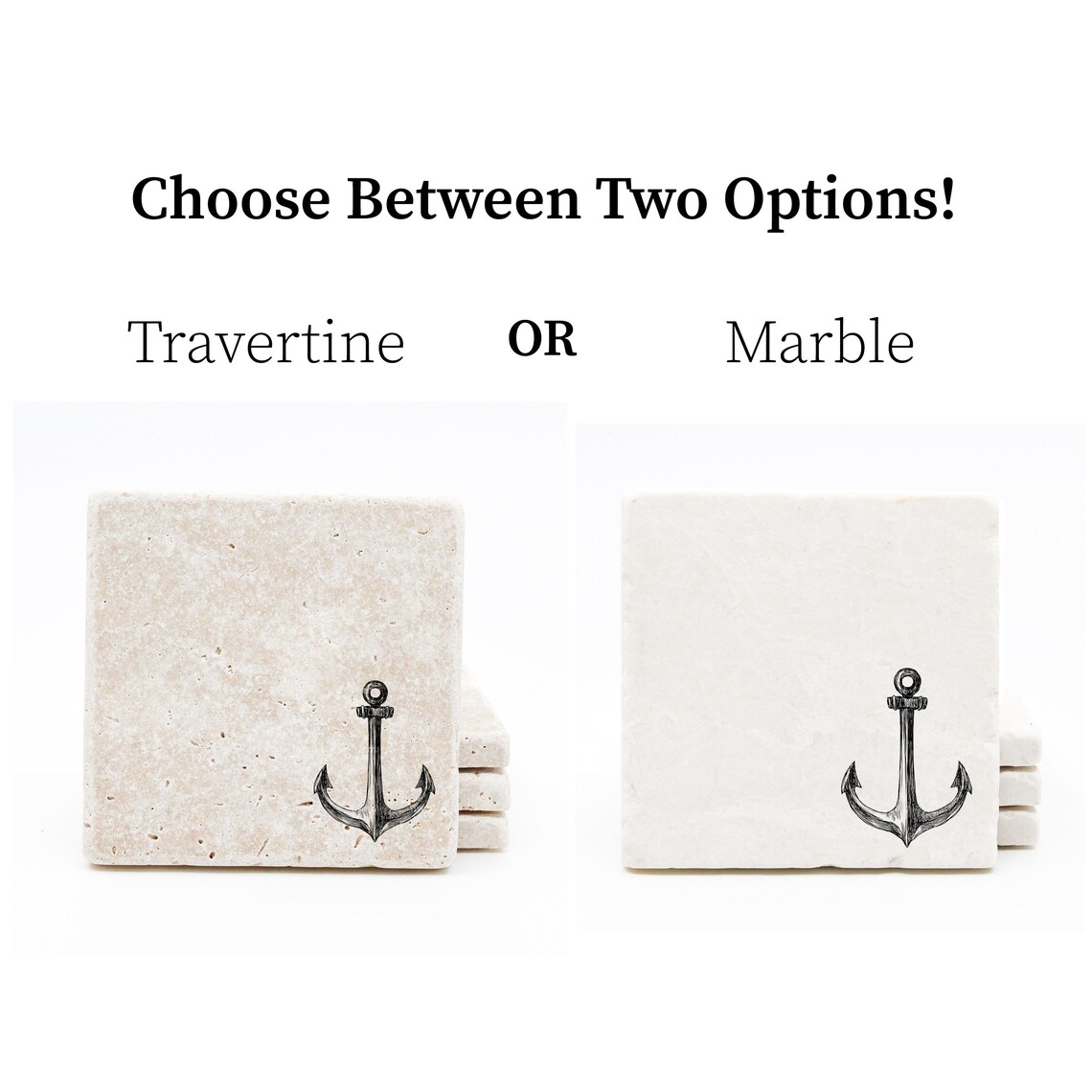 Anchor Coasters Travertine or Marble Coasters Fathers Day - Etsy