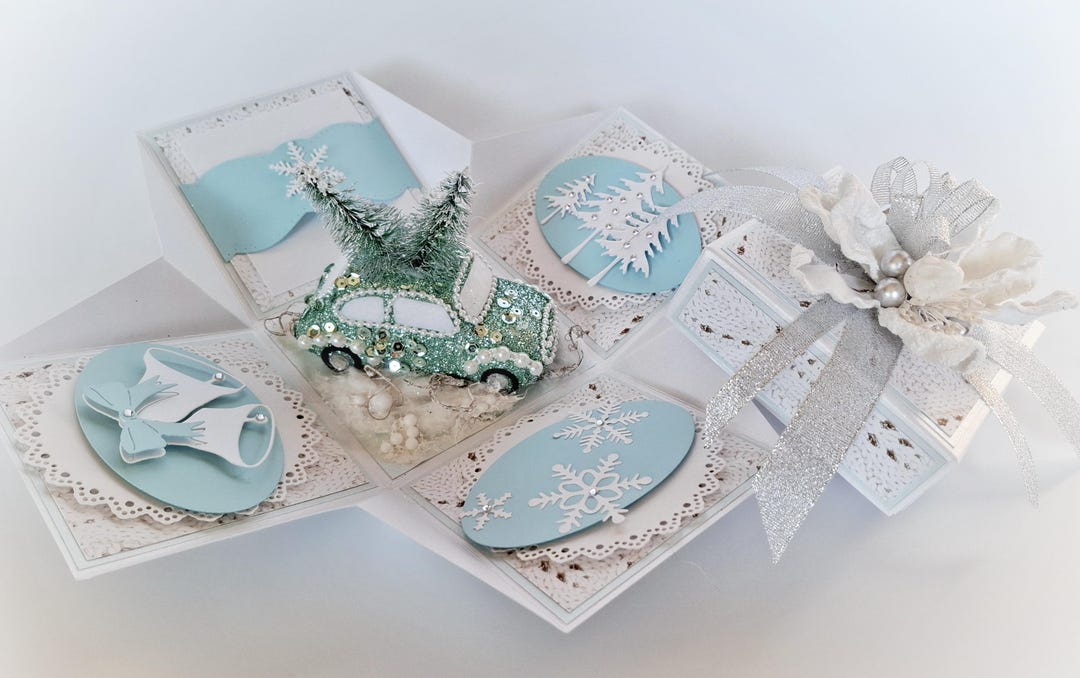 Winter Explosion Box Card, 3D Christmas Card, Christmas Exploding Box ...