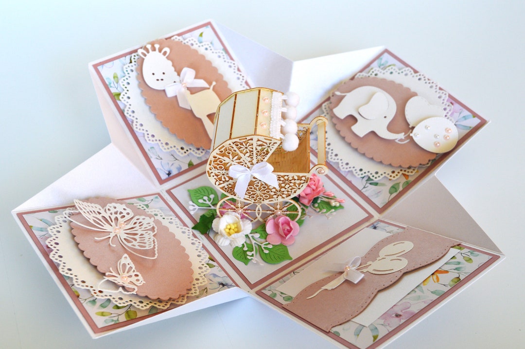 3D Baby Girl Card, Surprise Baby Box Card, Baby Explosion Box, Cute ...