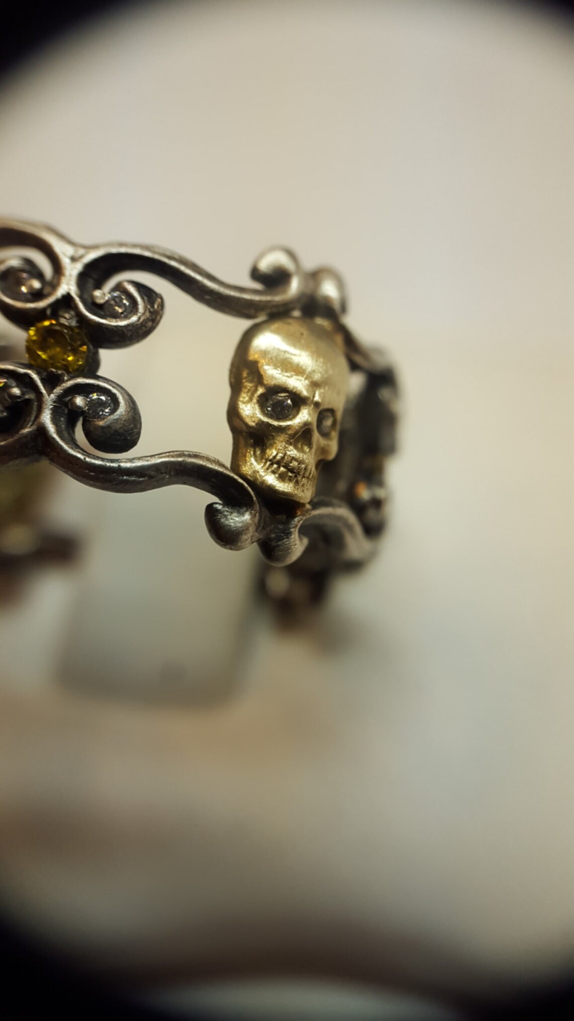 Skull Sterling Silver Solid .925 Hand Made 4 Scull Scrolls Ring With ...