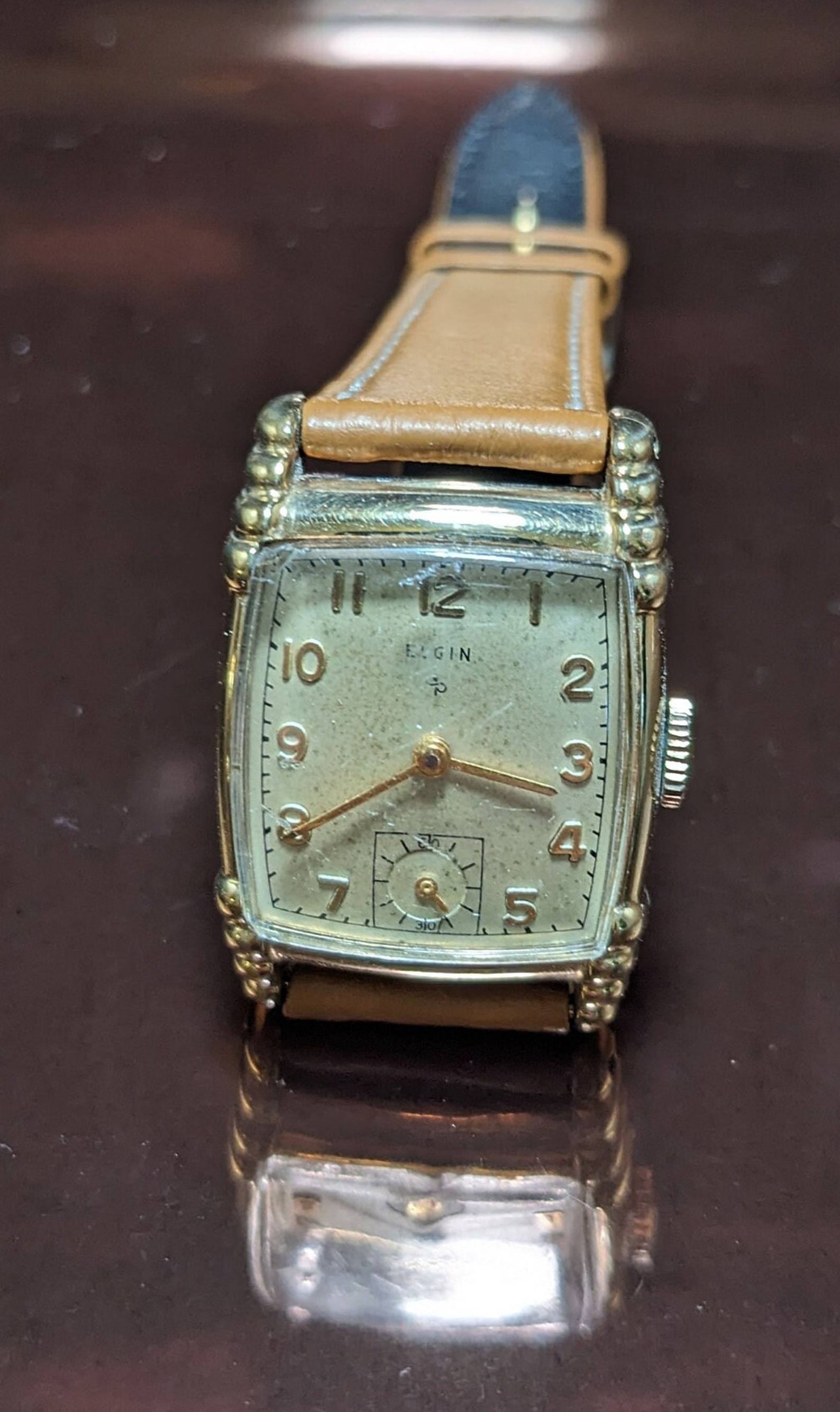 Wonderful 1951 Elgin Men's Tank Style Watch 10 KT Rolled Gold Bezel ...