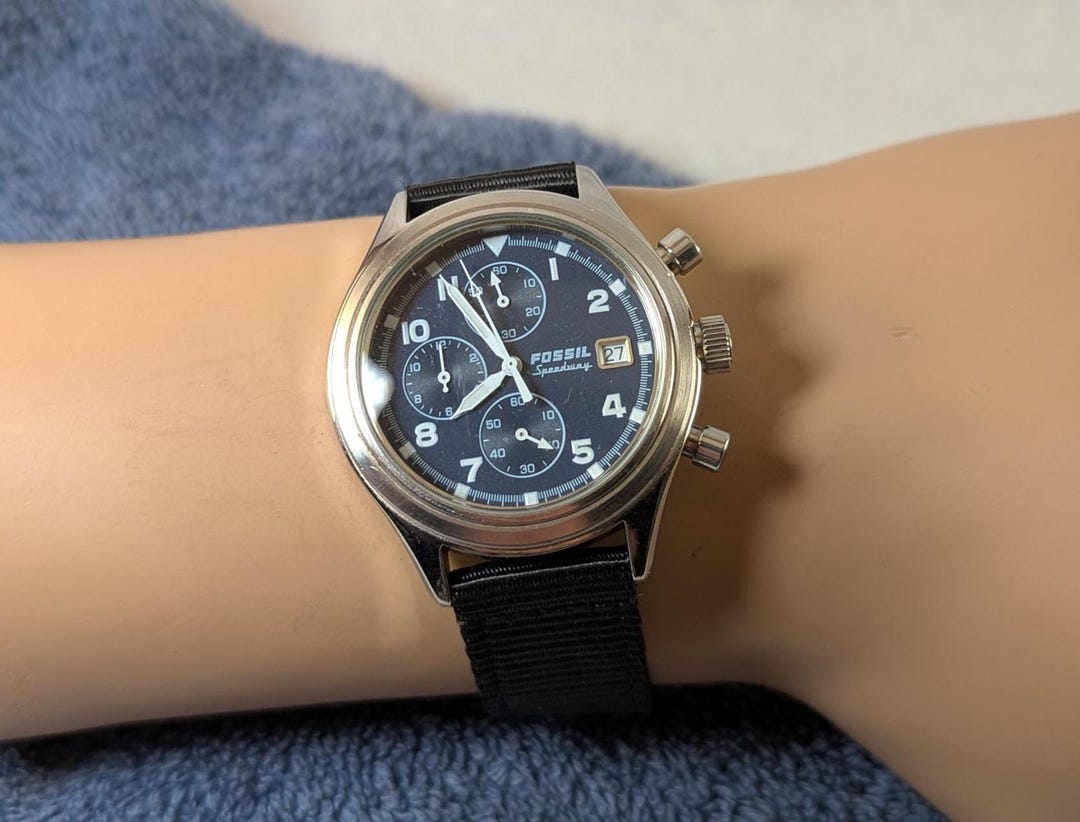 Fossil Speedway Chronograph Watch WB-4177: New Canvas Band, Lume Hands ...