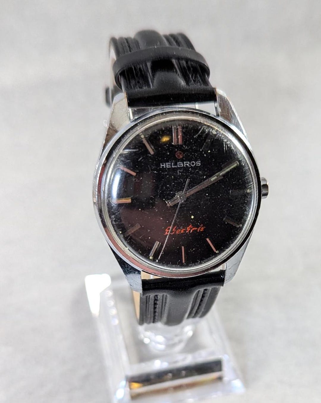 Vintage Helbros Electric Watch: Retro Black Dial, Gold Tone Bezel - Etsy