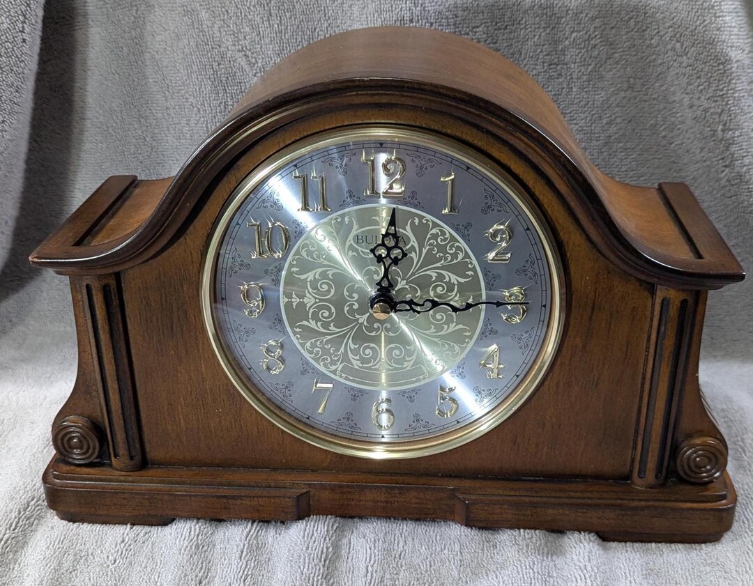 Bulova B1845 Durant Walnut Mantle Clock - Three Chimes and Revolving ...