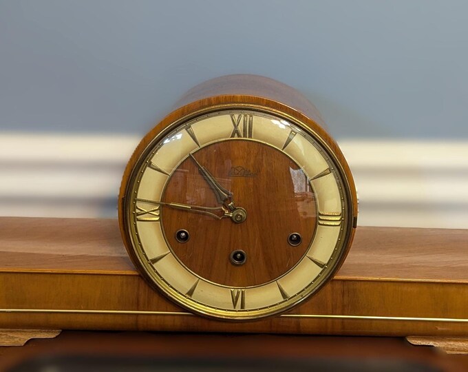 Vintage Large Rare 1930's Lauffer German Mantel Working Mantle Clock ...