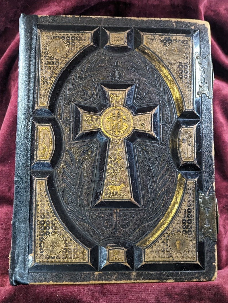 Antique Leather 1884 Holy Catholic Bible Scriptures From the Latin ...