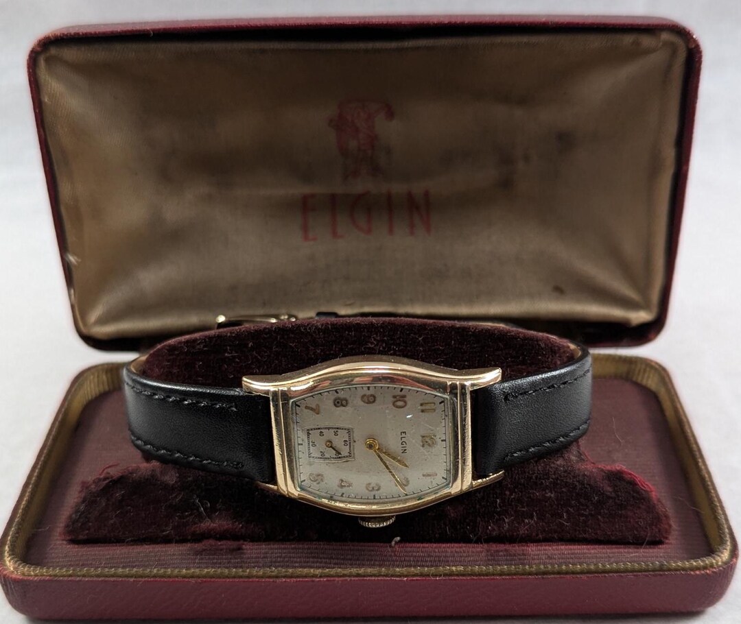 Wonderful 1940 Elgin Men's Tank Style Watch 10 KT Rolled Gold Bezel ...
