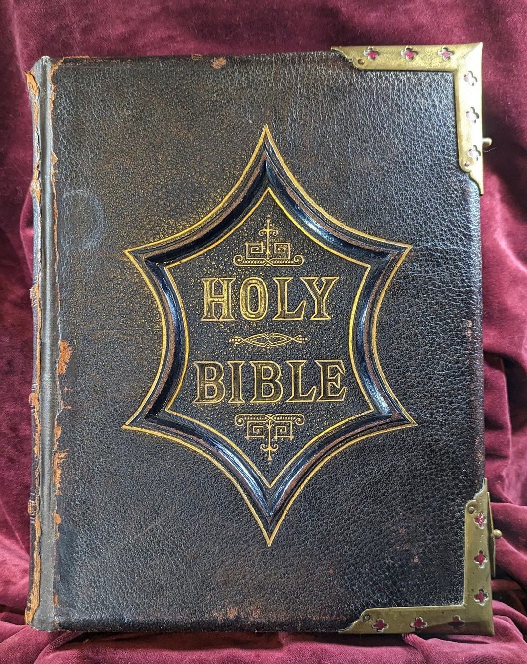 Rare Large Ca 1870s Antique Leather the Holy Bible - National Family ...