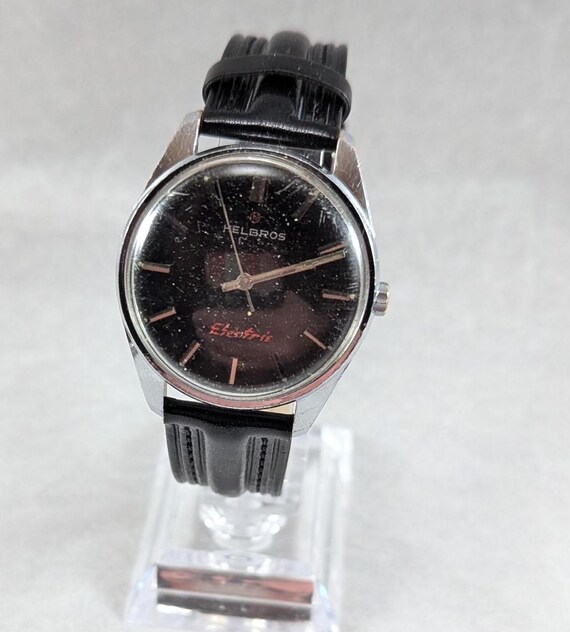Vintage 1970s Helbros Electric Watch Retro Black Dial… - Gem