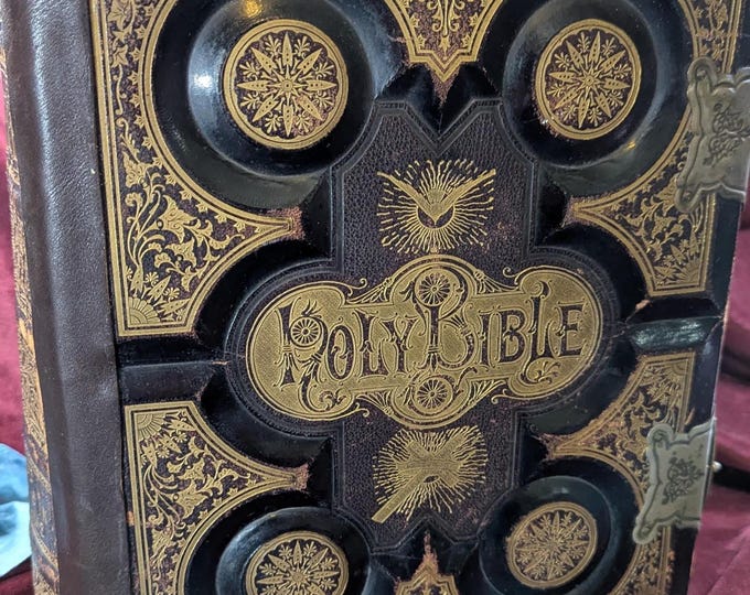 Rare Large Antique Leather the Holy Bible 1892 Parallel Edition Heavy ...