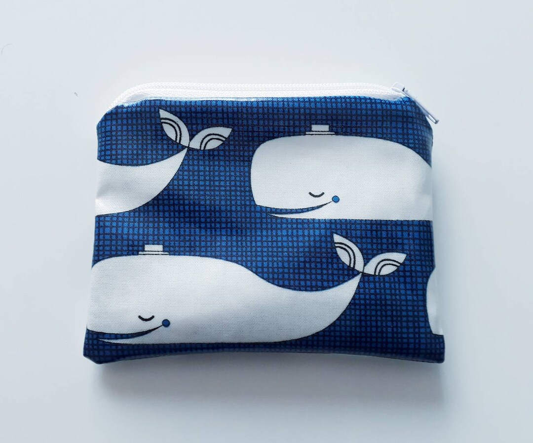Wallet Blue and White Whales - Etsy