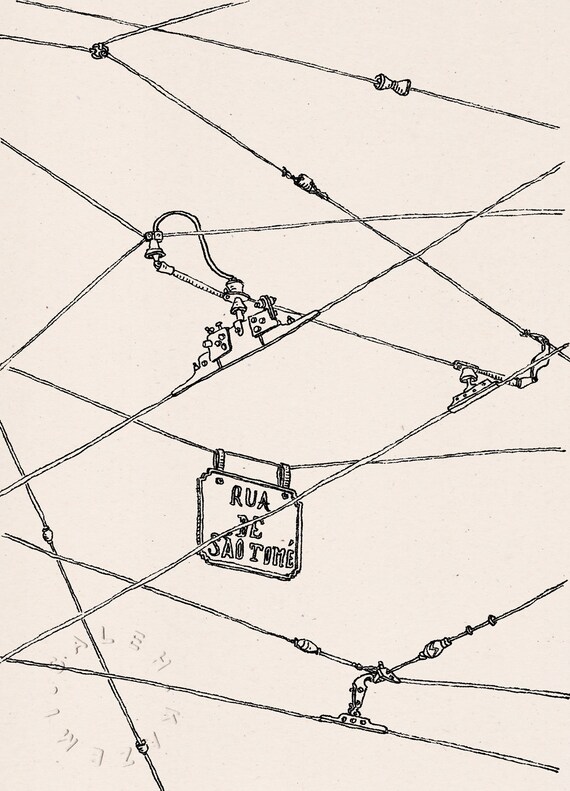 Tram Cable Symmetrical Urban Line Art Drawing in B&w Made in | Etsy