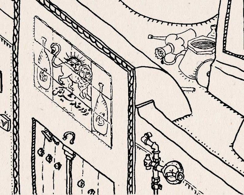 The Persian Dream, Line Panoramic Drawing of an Iranian City Yazd ...