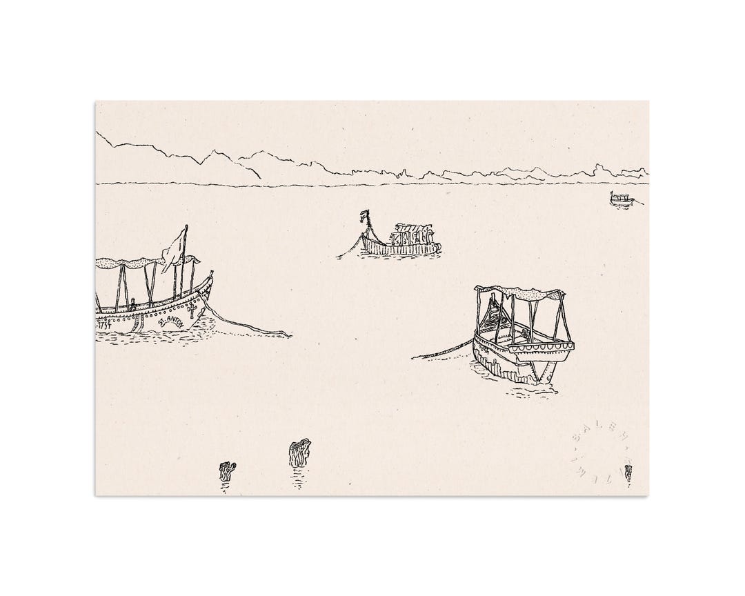 Coco Beach, Reportage Line Drawing of Indian Seaside in Goa With ...