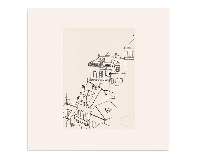 The Roofs of Lisbon, Minimal Line Art Drawing of Portuguese Rooftops in ...