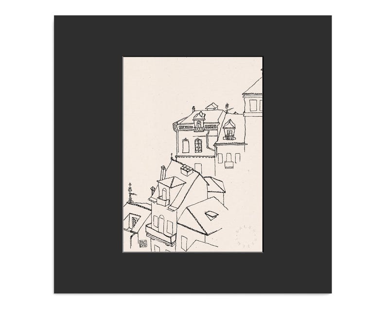 The Roofs of Lisbon, Minimal Line Art Drawing of Portuguese Rooftops in ...