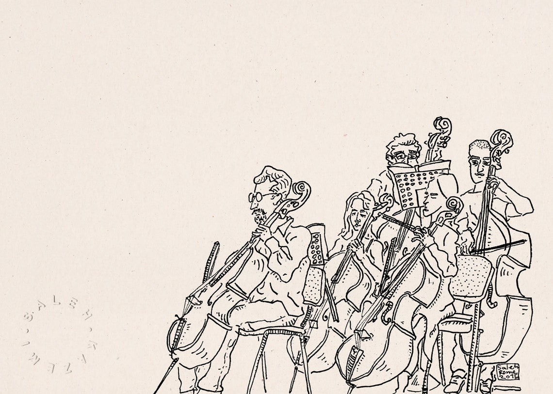 The Cello Players Minimal Print of Line Art Drawing of - Etsy