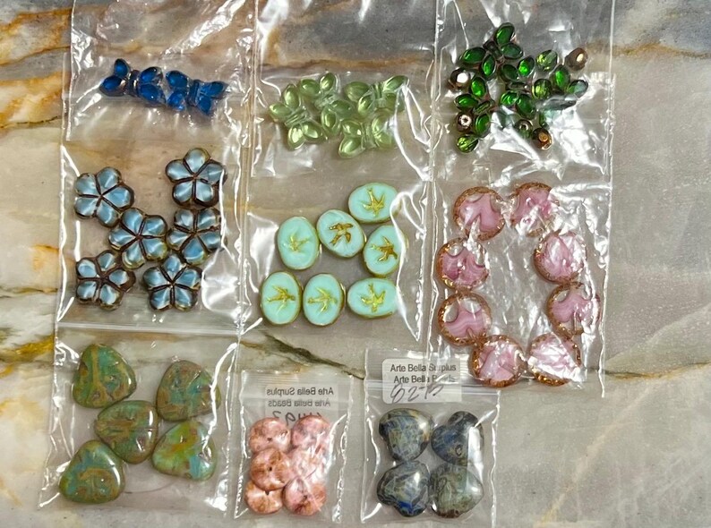 DESTASH: Mega Czech Glass Bead Collection Flowers, Hearts, Daggers ...