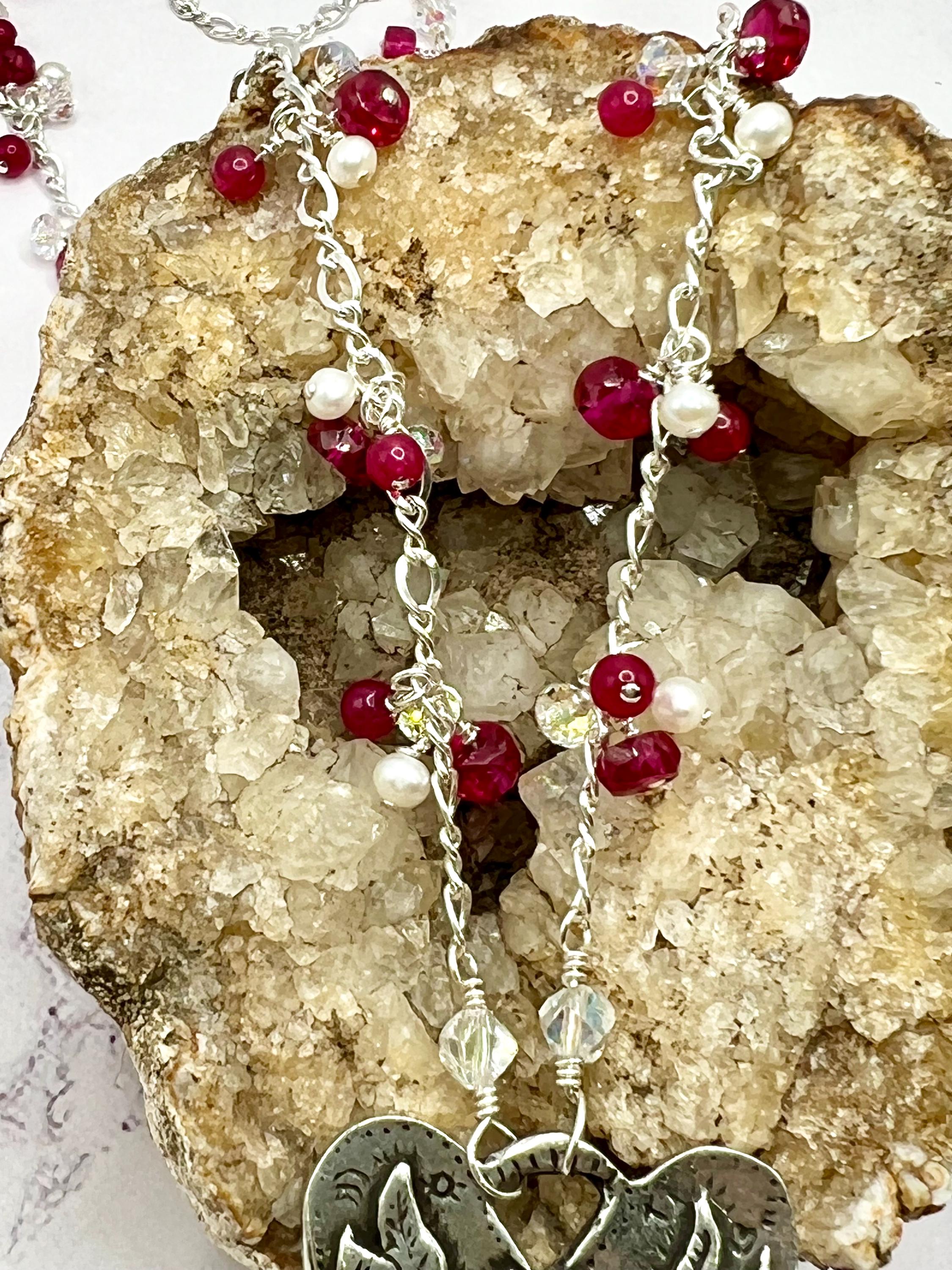 Jes Maharry Angel Pendant Necklace With Ruby and Pearls - Etsy