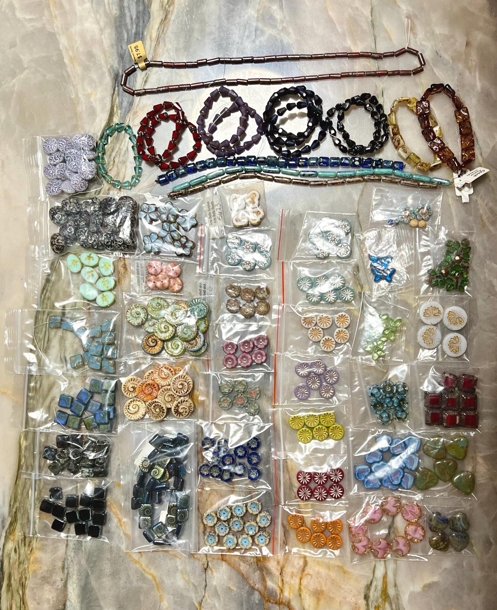 DESTASH: Mega Czech Glass Bead Collection Flowers, Hearts, Daggers ...