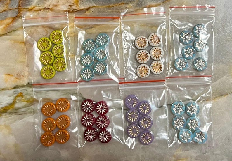 DESTASH: Mega Czech Glass Bead Collection Flowers, Hearts, Daggers ...