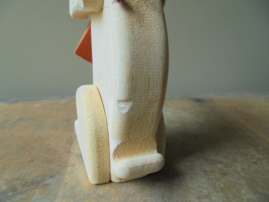 Vintage Wooden Bunny Rabbit Figurine White Bunny With Carrot - Etsy