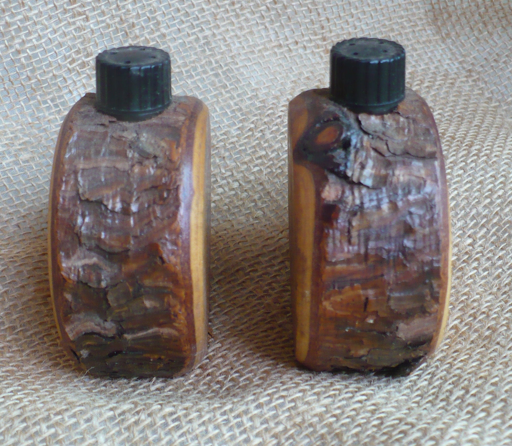 Vintage Salt and Pepper Shaker Rustic Wood Disk Shaker | Etsy