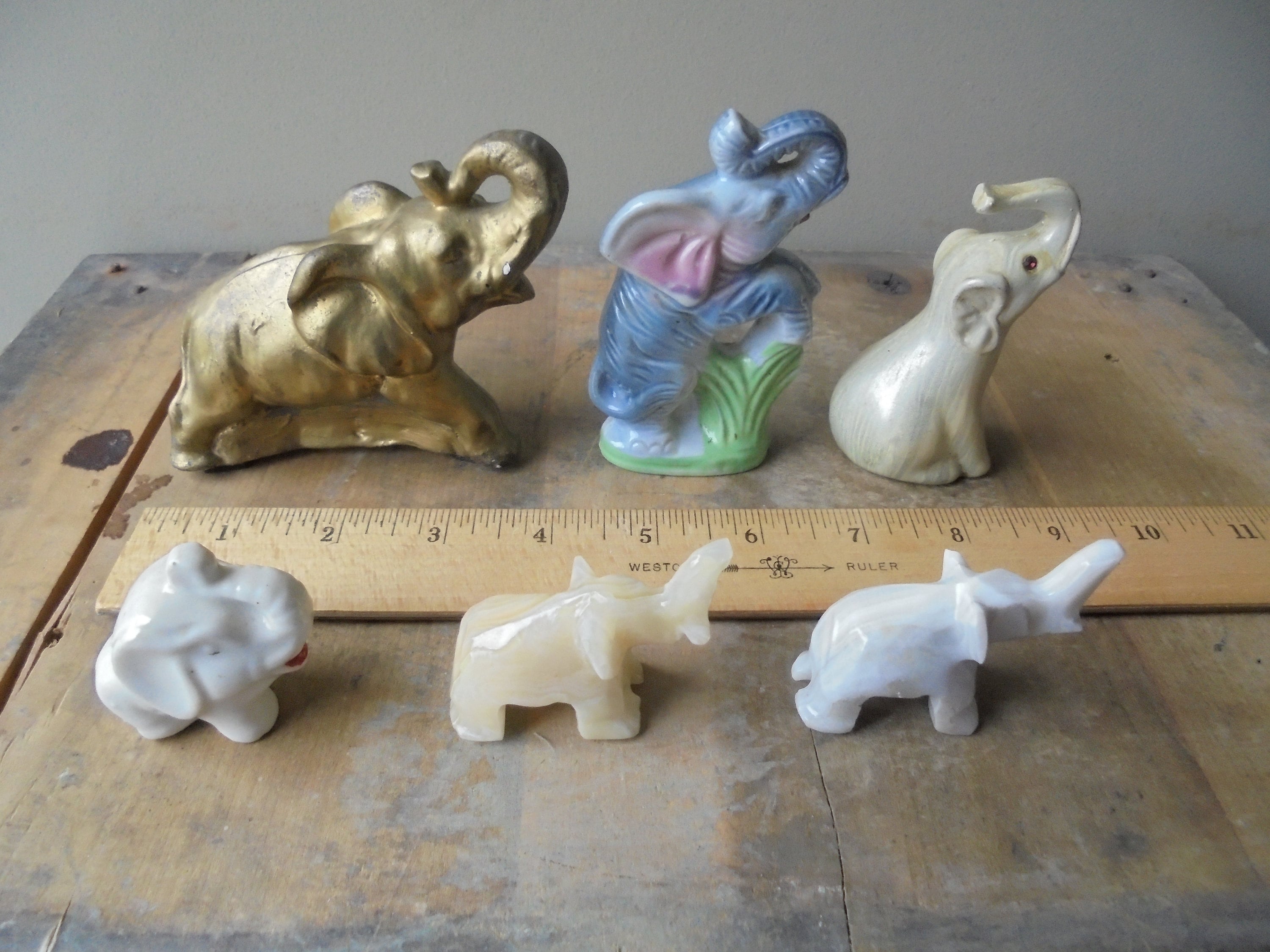 Vintage Elephant Figurine Collection Set of Six Animal - Etsy