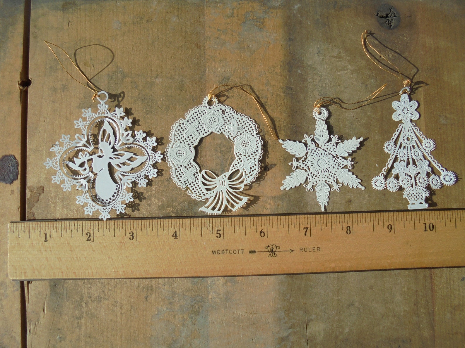Vintage White Christmas Tree Ornaments White Lace Metal - Etsy