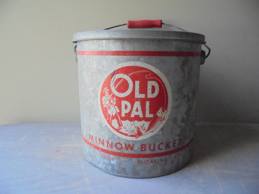 Vintage Old Pal Minnow Bucket Two Piece, Old Pal 10 Qt. Floating Minnow ...