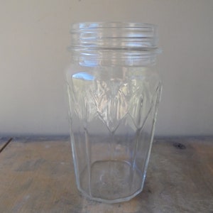 Vintage Pint Canning Jar, Diamond Pattern Glass Container, Vintage ...