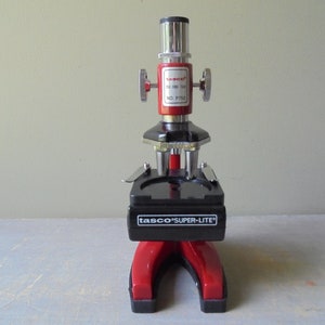 Vintage Tasco Super Lite 750 Power Microscope With Discovery Kit, Vintage Science, Red ...