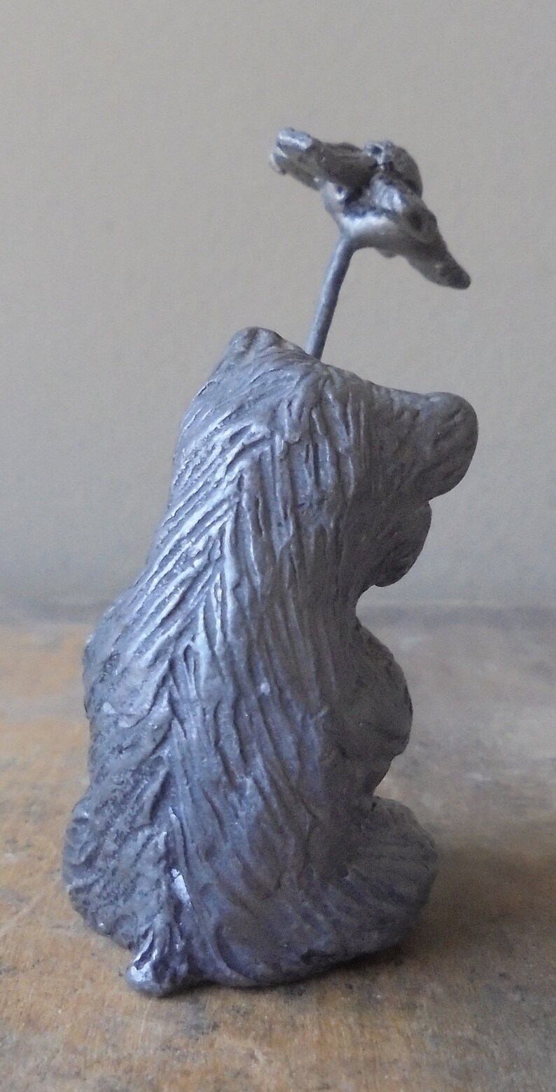Vintage Pewter Bear With Flower Bear Figurine Holding Flower - Etsy