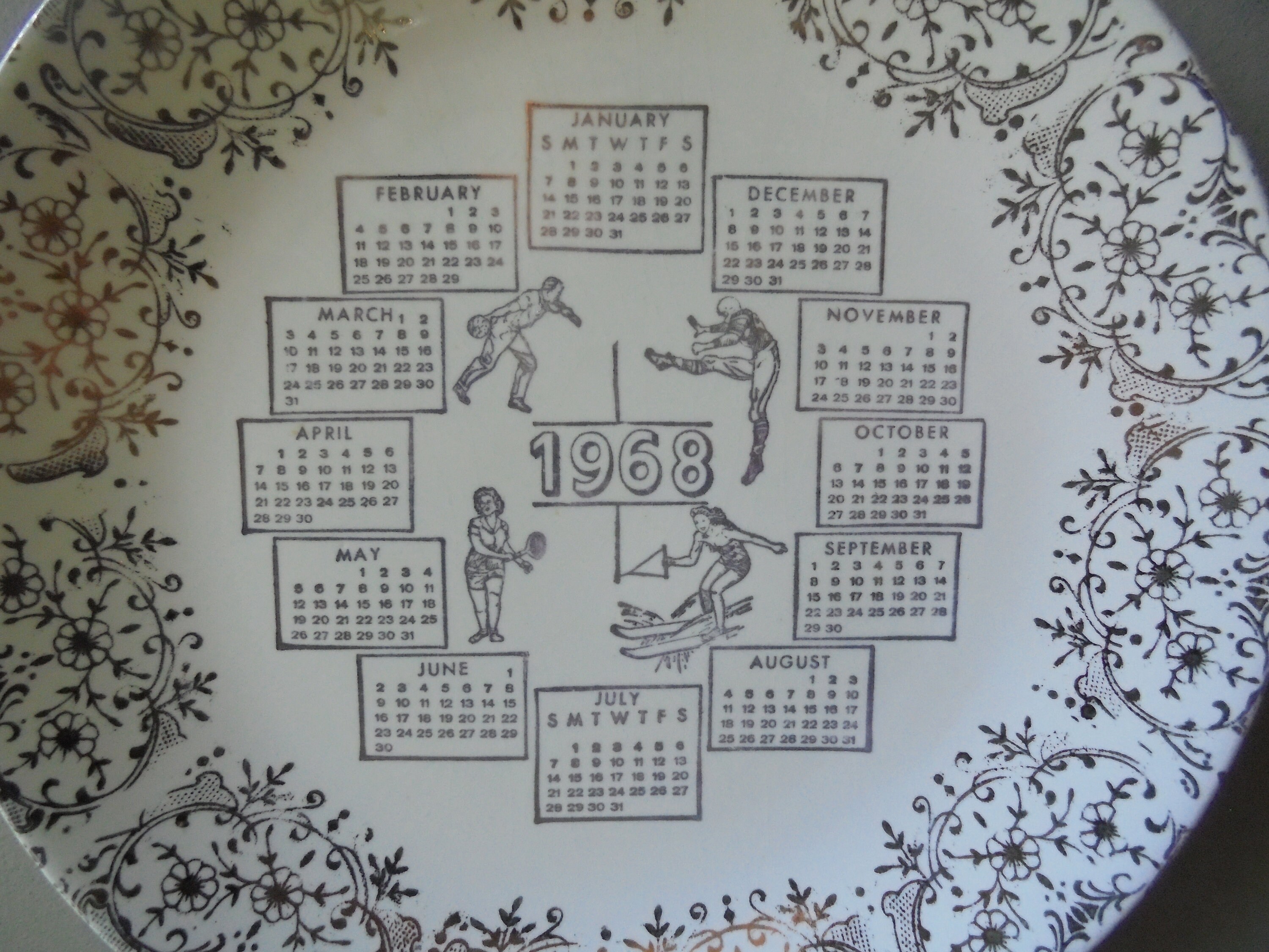 1968 Sports Calendar Plate Vintage Collectible Display Plate - Etsy
