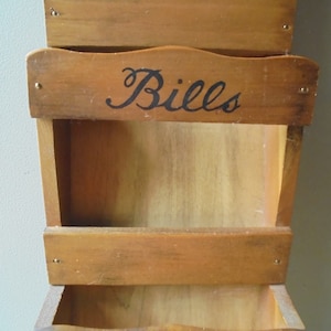 Wooden Wall Letter Organizer, Vintage 3 Tier Bills Letters and Misc ...