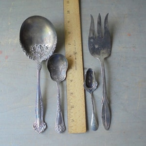 Rodgers Bros. Silver Plate Serving Spoon Salad Fork, Vintage Silver ...